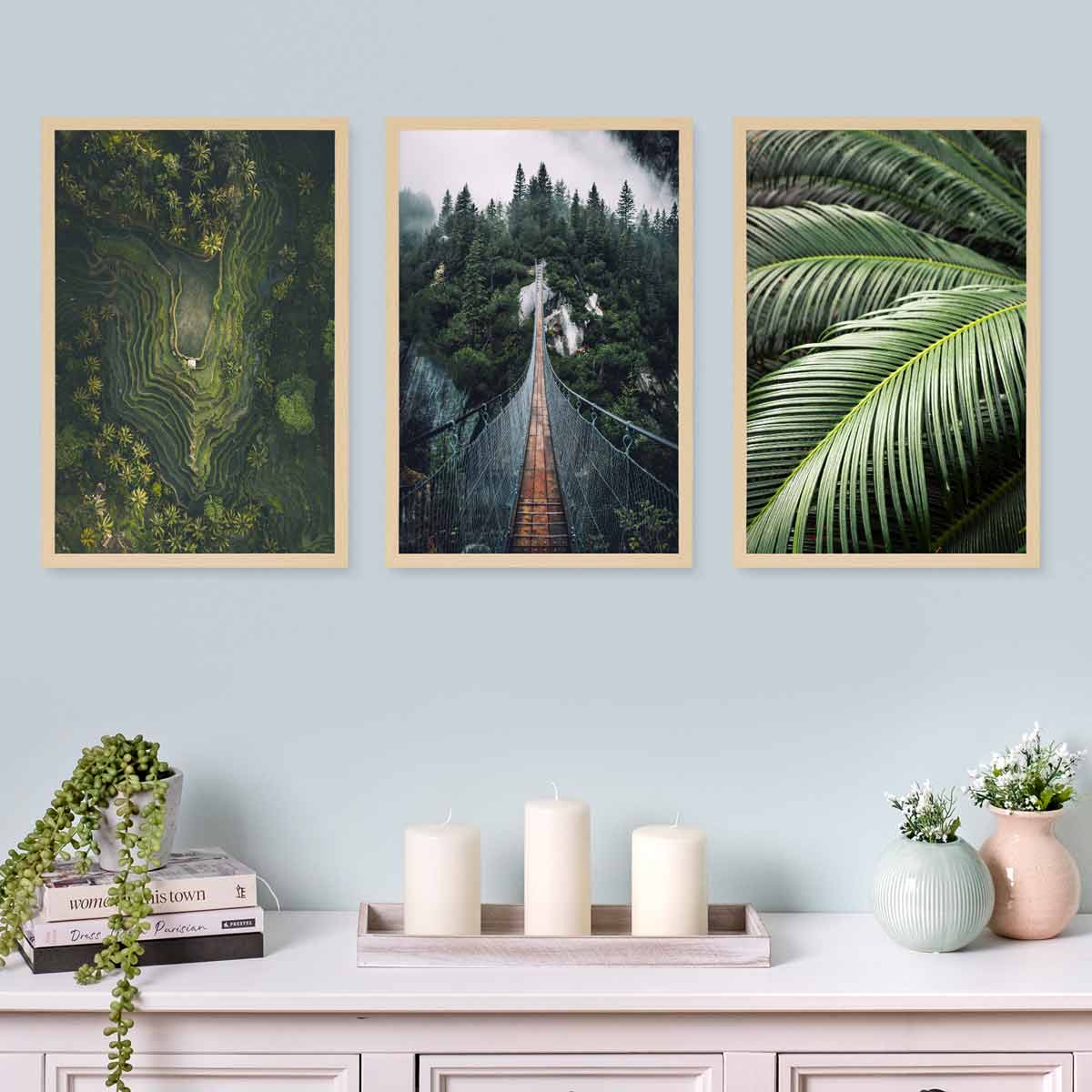 Set of 3 Poster Frames Modern Natural 30x45 cm with acrylic glass MDF Picture frames photo walls posters and gifts