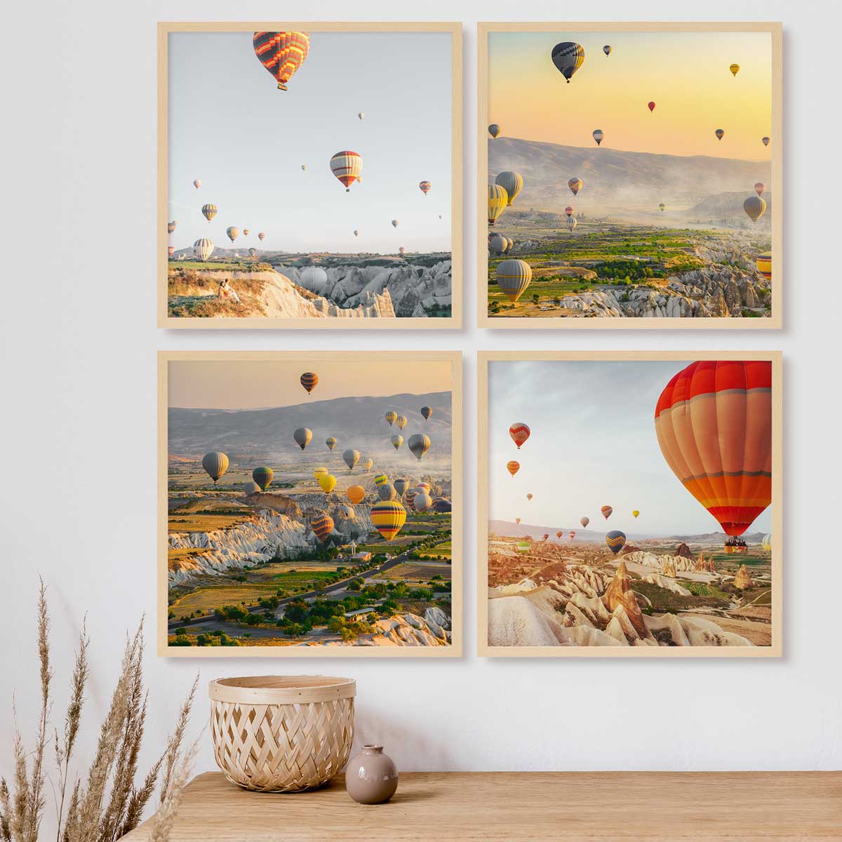 4er Set Poster-Bilderrahmen 40x40 Natur quadratisch MDF mit Acrylglas ...