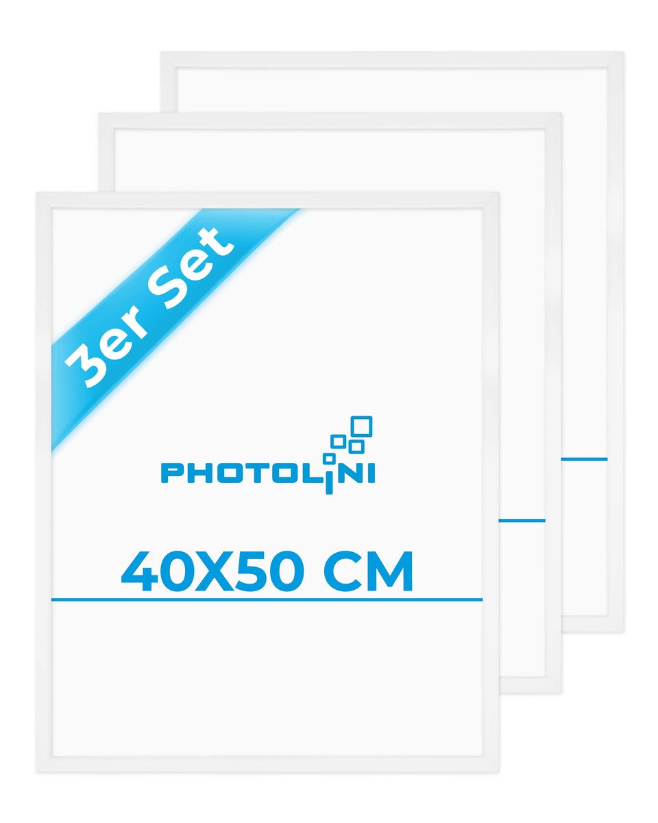 Set of 3 Poster Frames Modern White 40x50 cm with acrylic glass / MDF ...